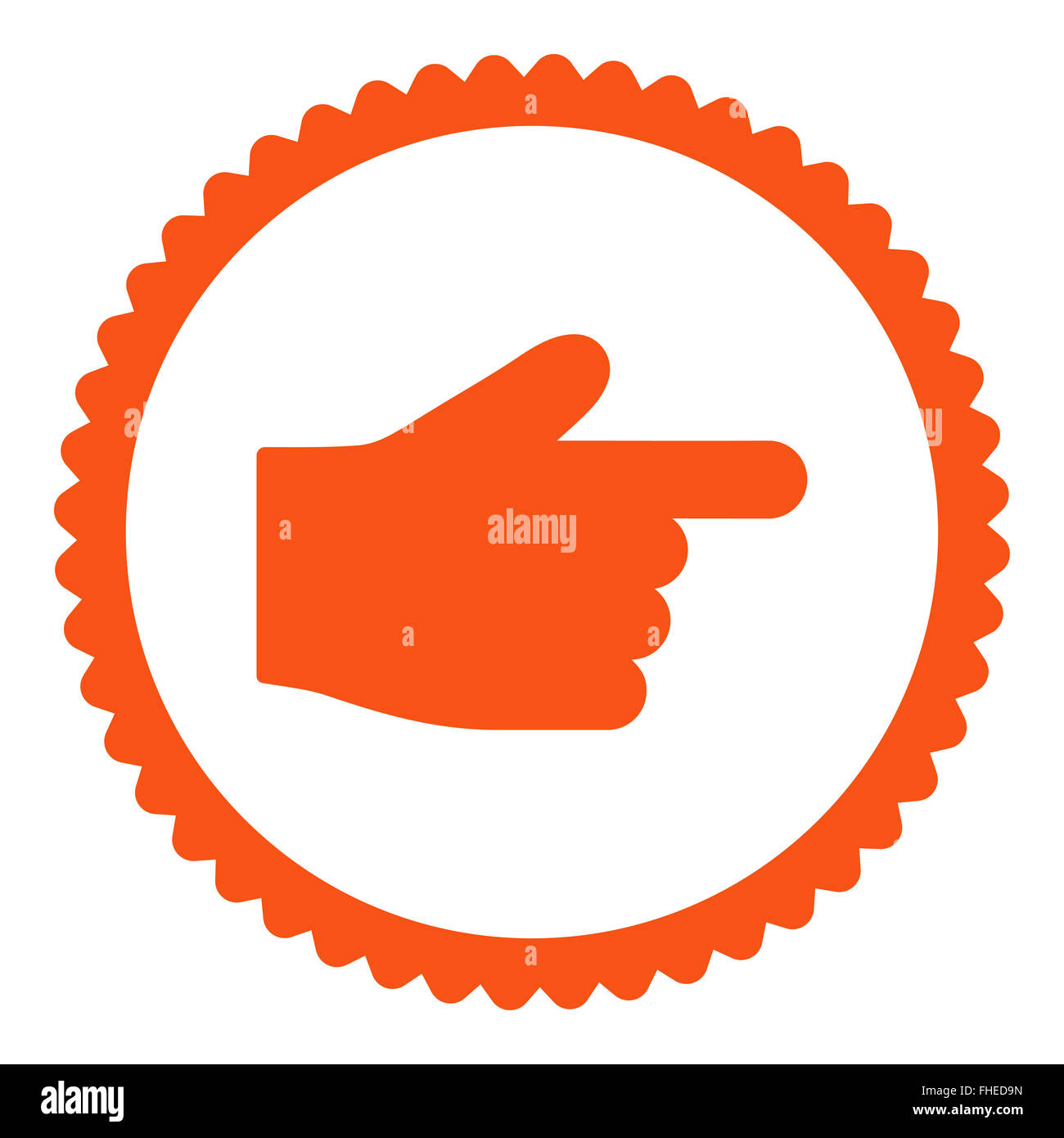 Index Finger flat orange color round stamp icon Stock Photo - Alamy