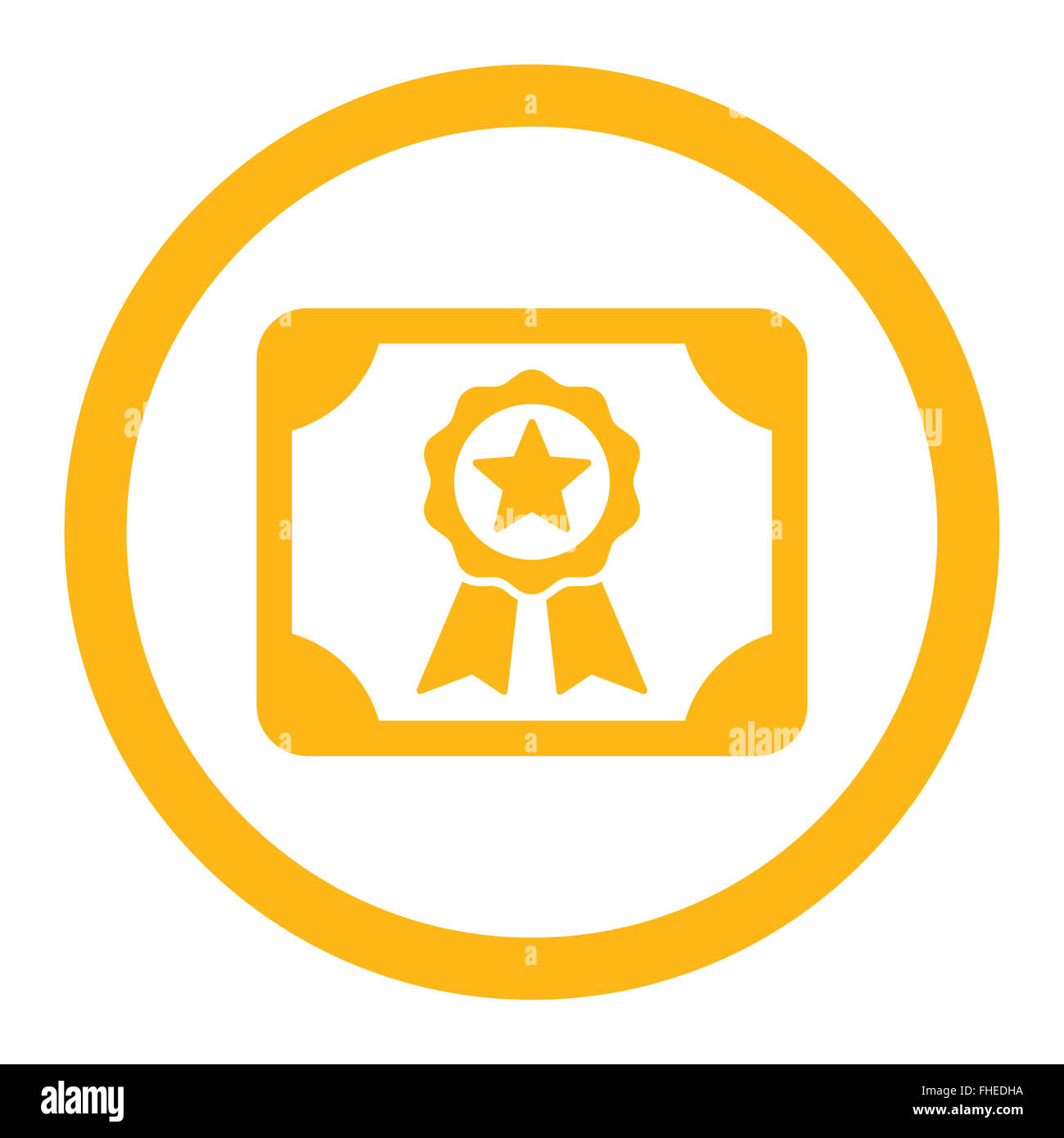 Certificate flat yellow color rounded vector icon Stock Photo - Alamy