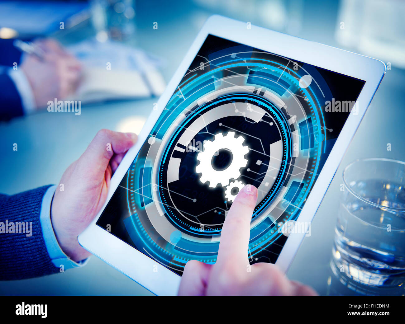Technology Digital Network Cog Teamwork Concept Stock Photo - Alamy