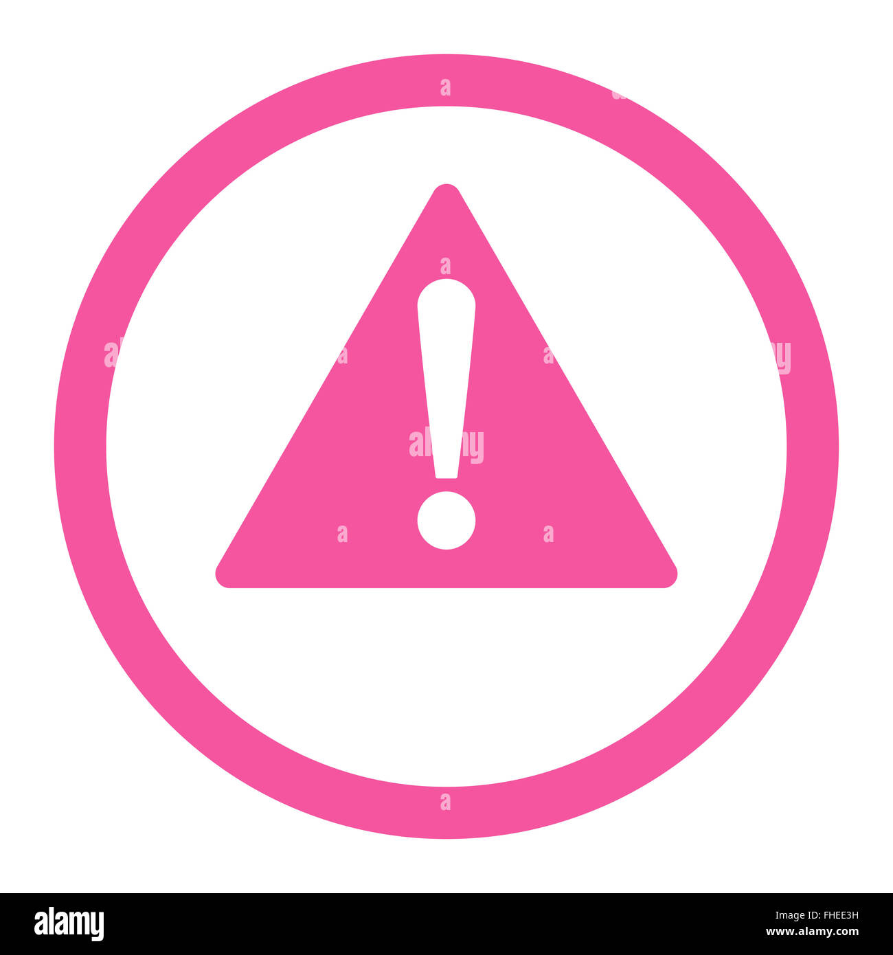 Warning flat pink color rounded raster icon Stock Photo - Alamy