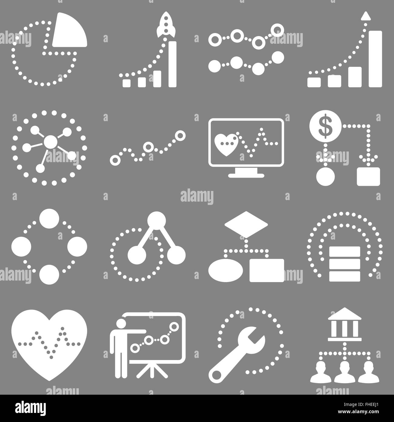 Dotted vector infographic business icons Stock Photo - Alamy