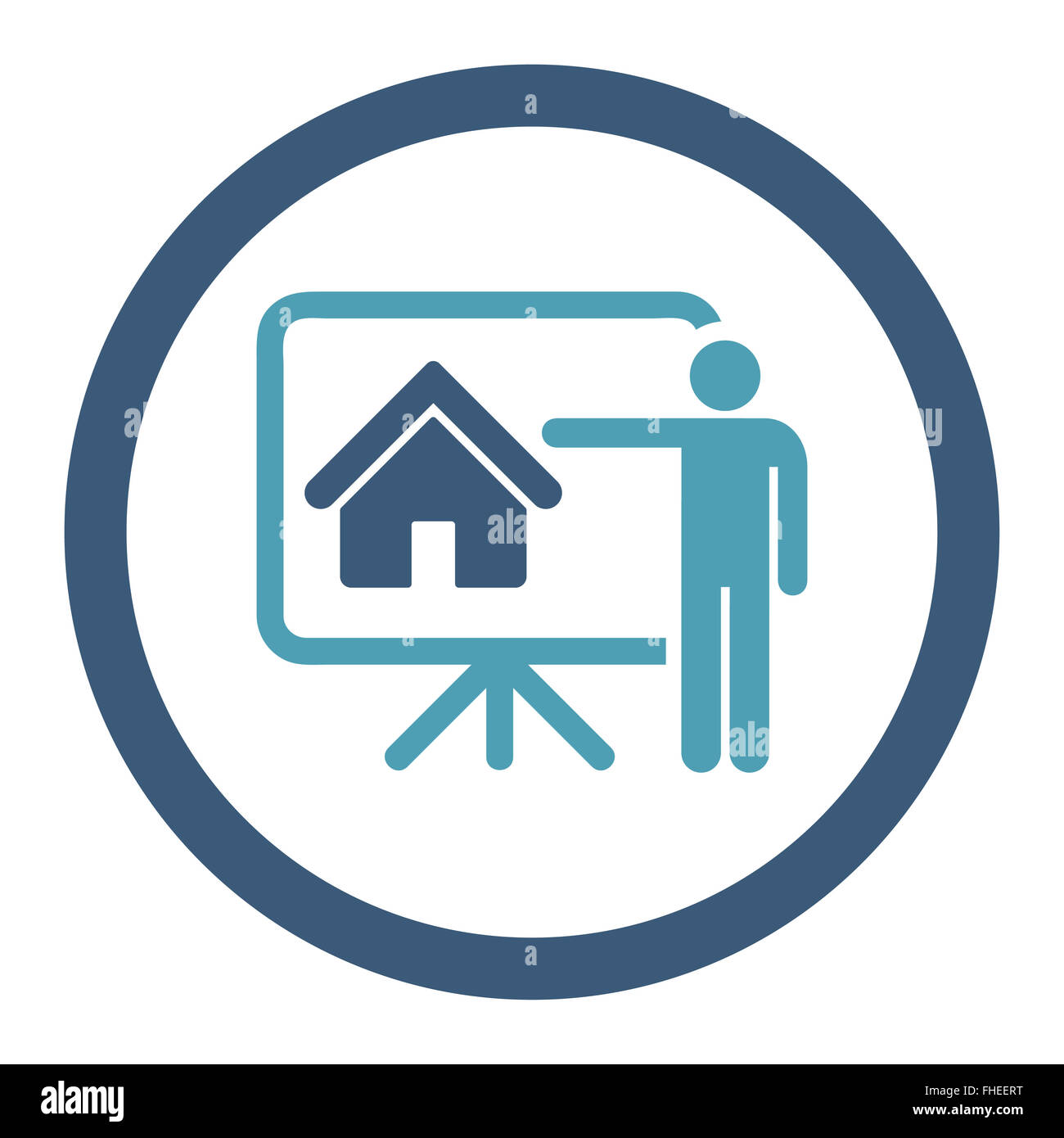 Realtor flat cyan and blue colors rounded vector icon Stock Photo - Alamy