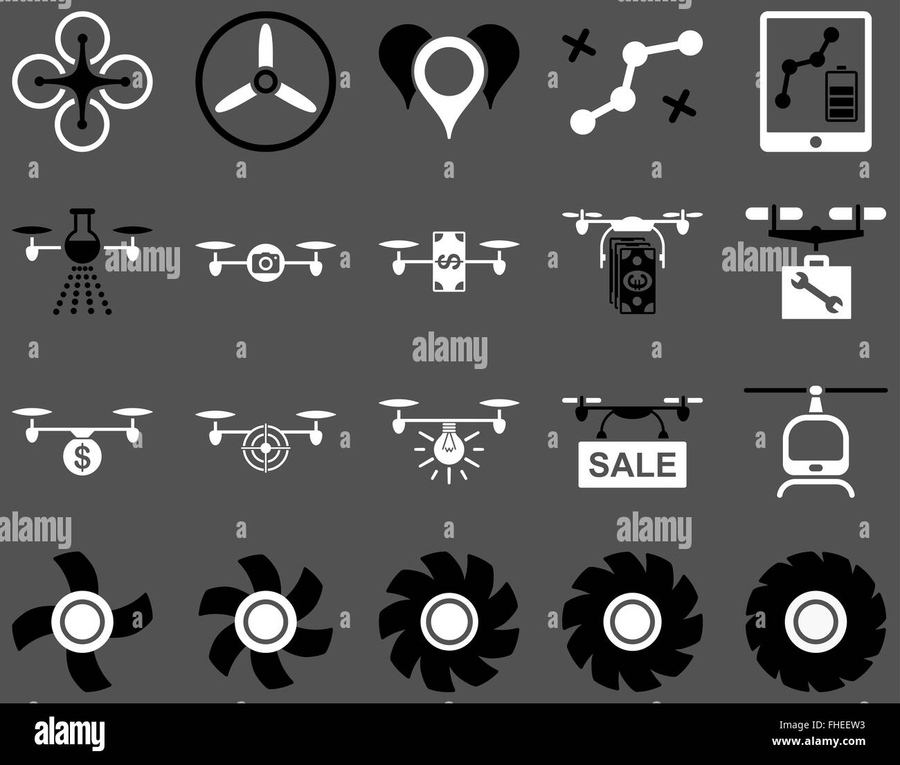 Air drone and quadcopter tool icons Stock Photo - Alamy
