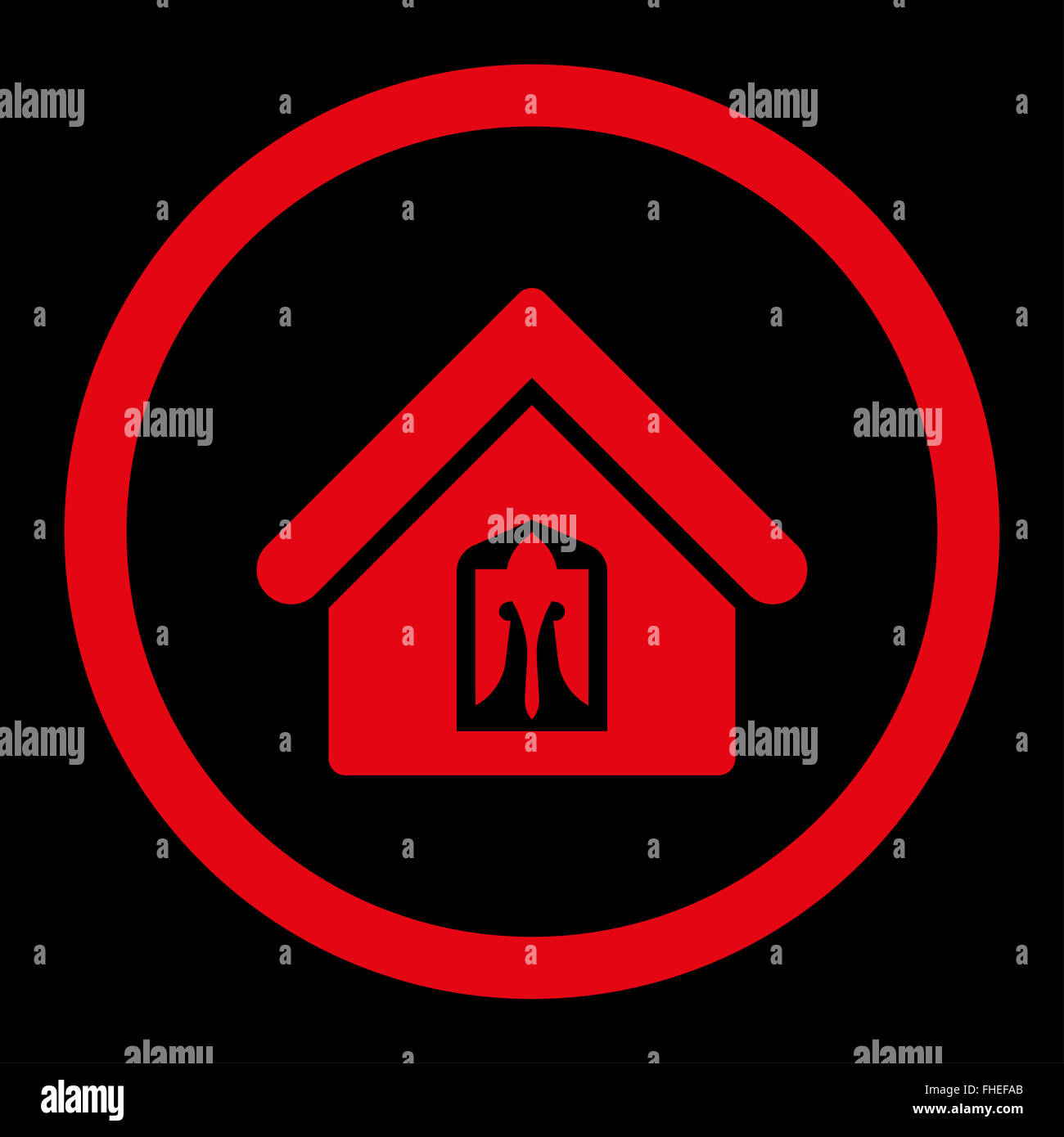 Home flat red color rounded vector icon Stock Photo - Alamy
