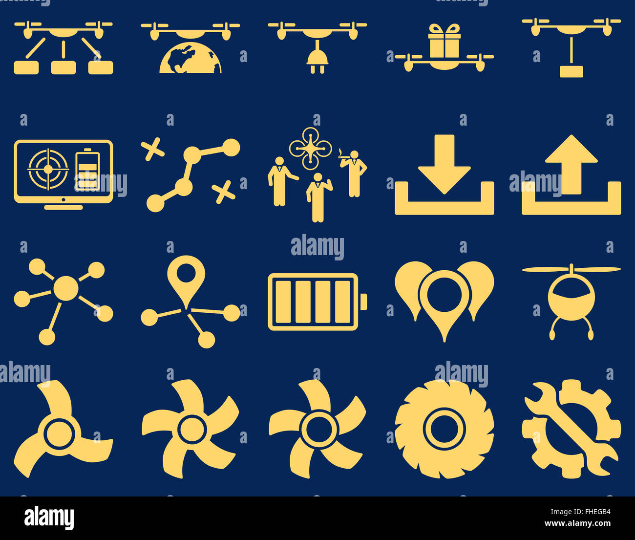 Air drone and quadcopter tool icons Stock Photo - Alamy