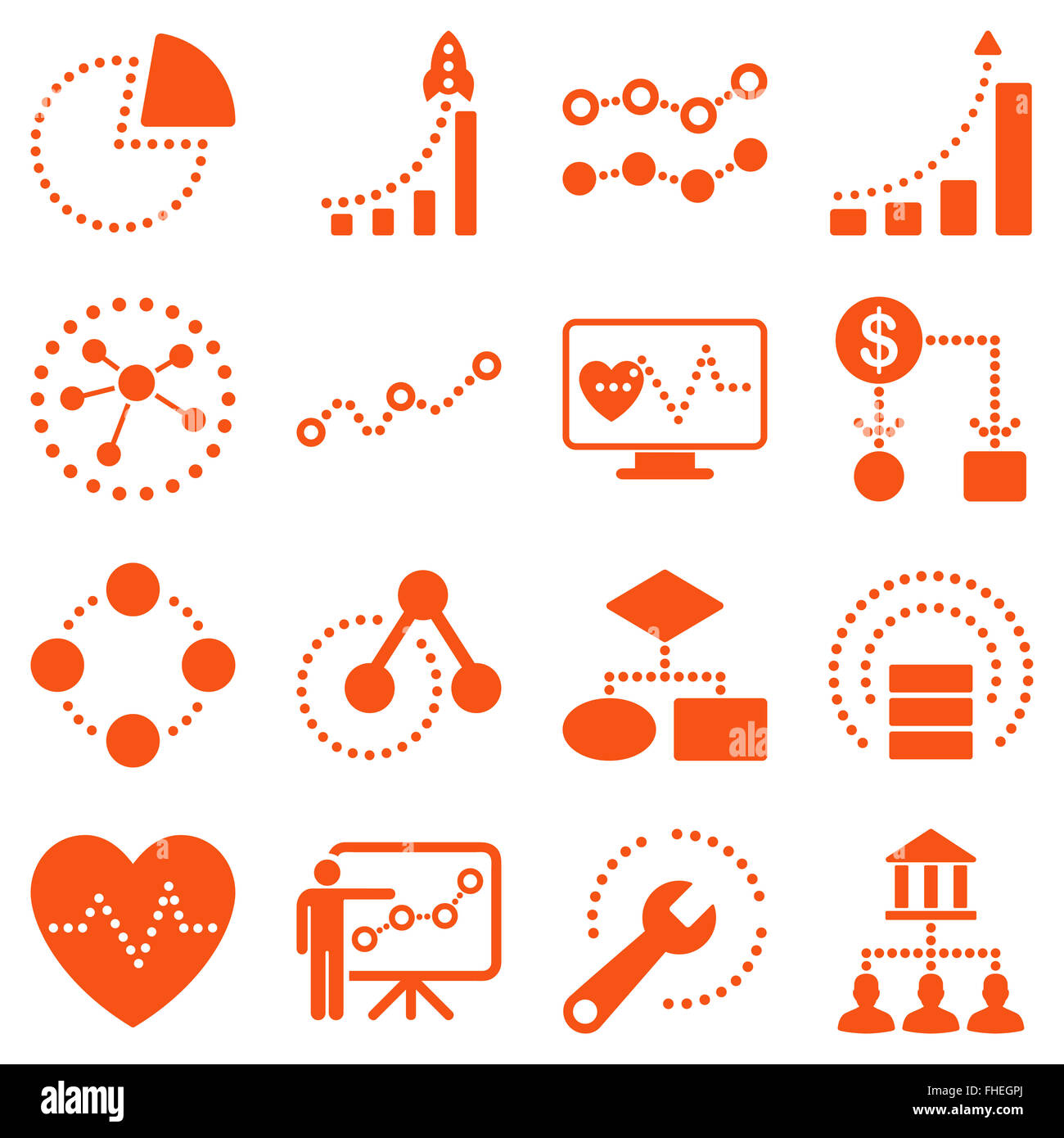 Dotted vector infographic business icons Stock Photo - Alamy