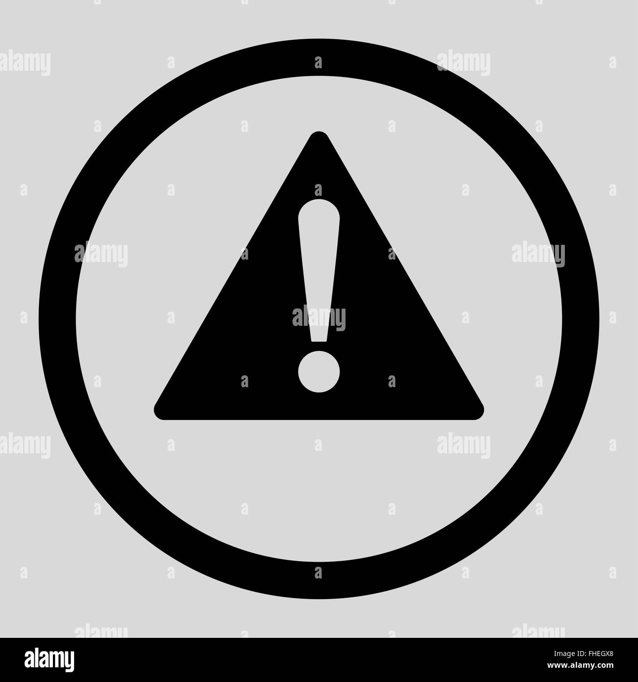 Warning flat black color rounded raster icon Stock Photo - Alamy