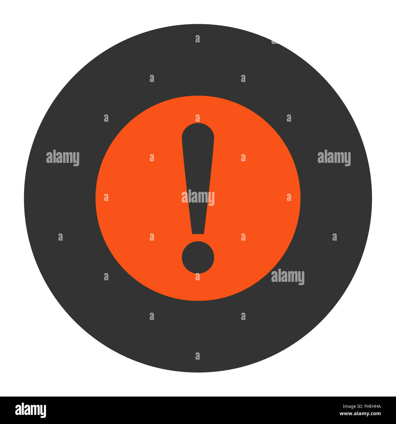 Problem flat orange and gray colors round button Stock Photo - Alamy