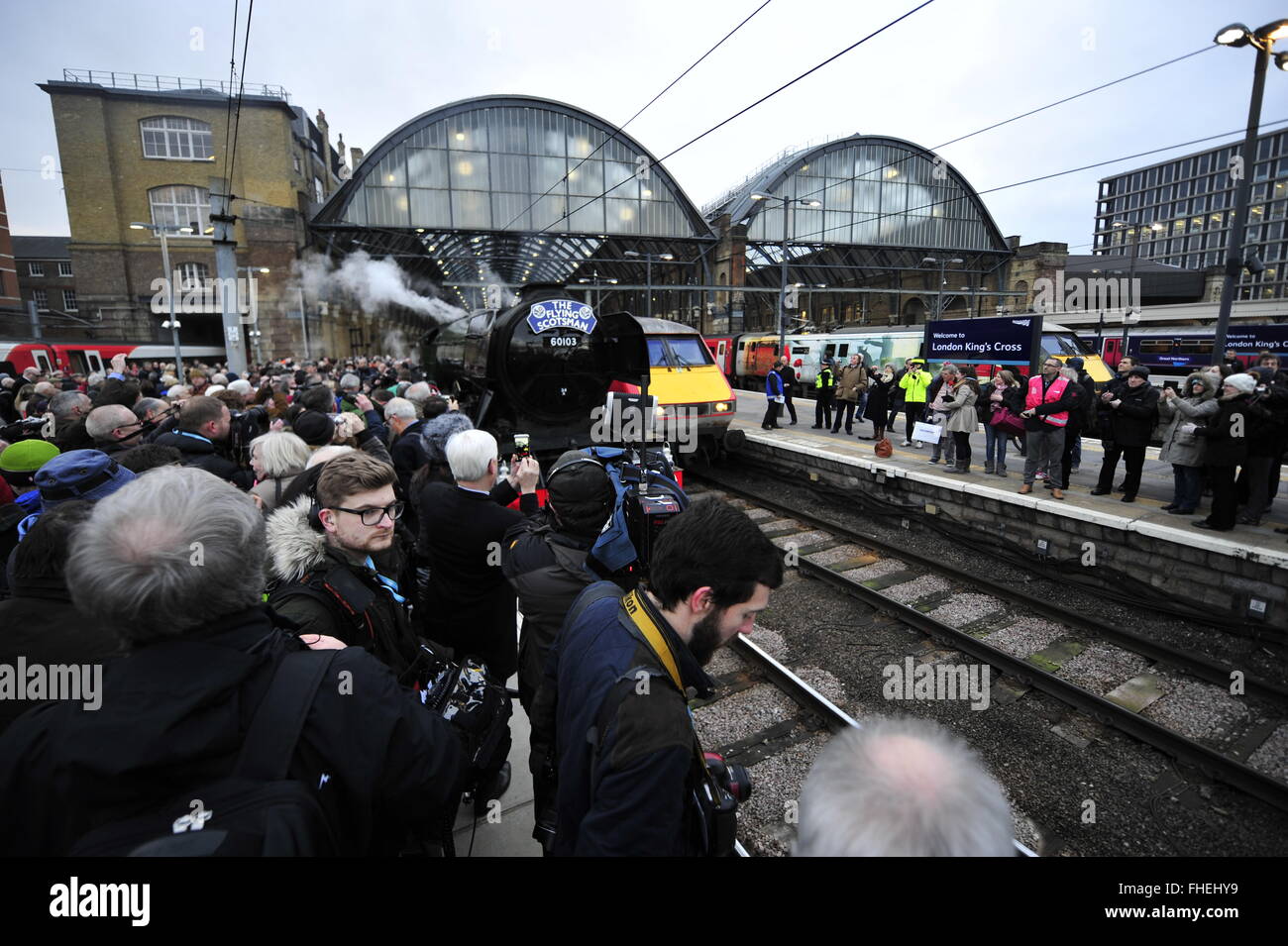 Kings Cross Station, London, UK. 25th February, 2016. Iconic steam ...