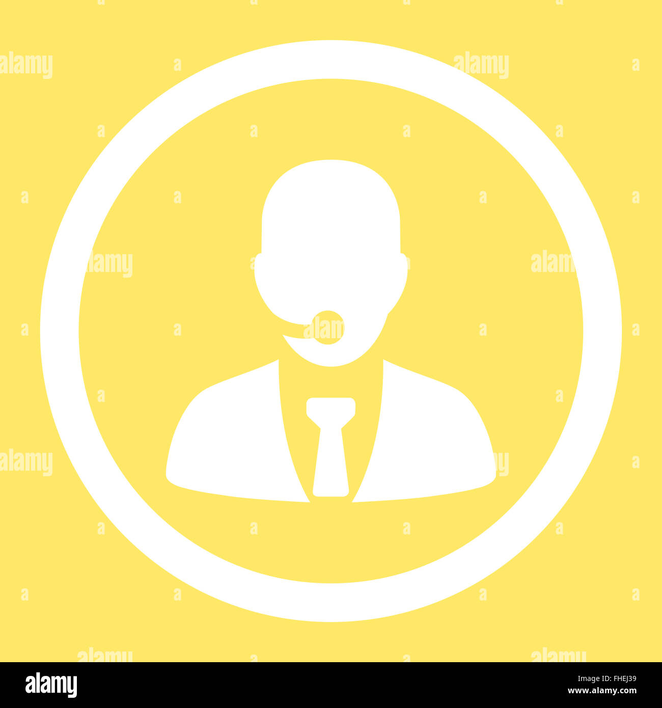 Call center operator flat white color rounded vector icon Stock Photo ...