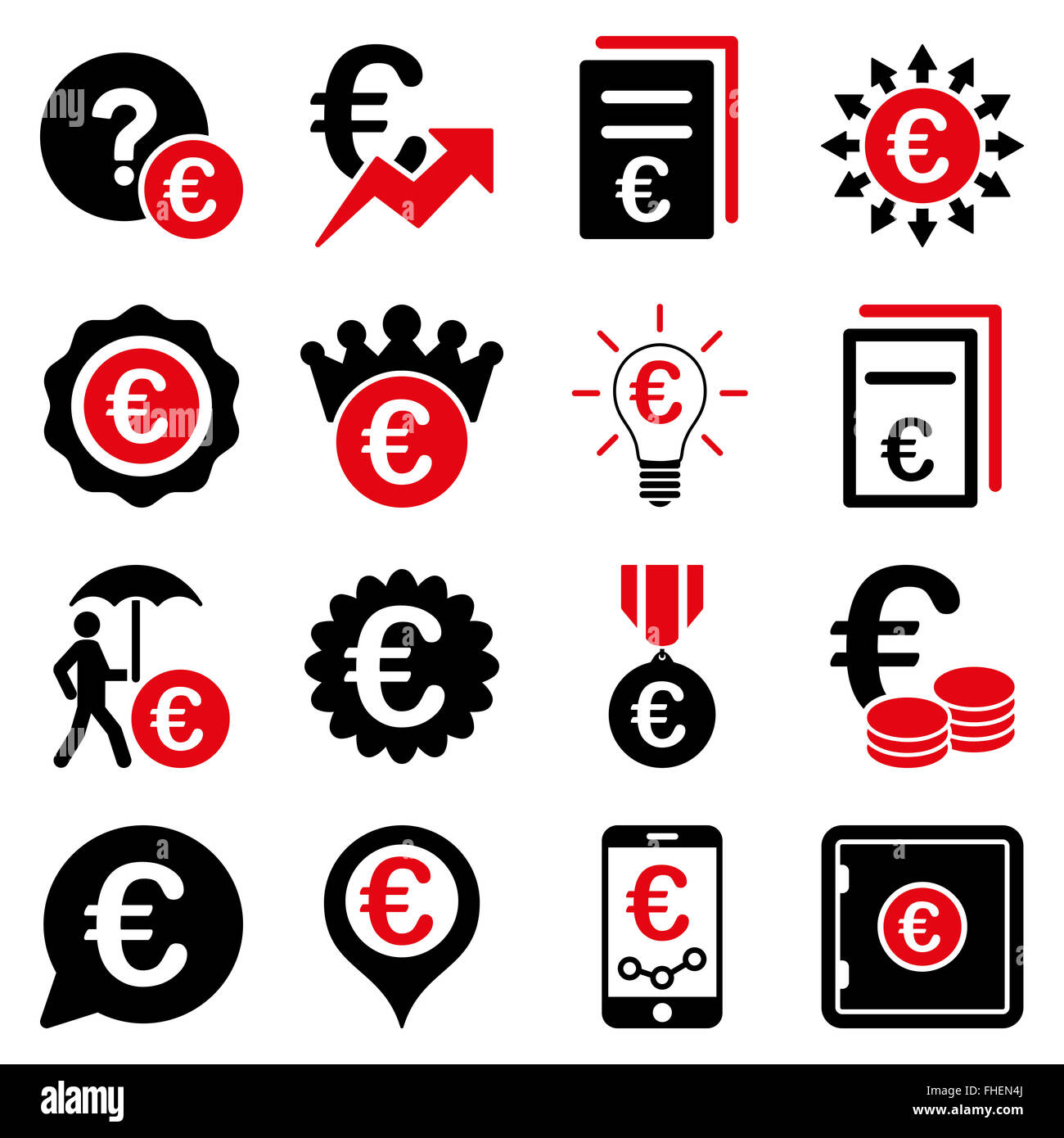 Euro banking business and service tools icons Stock Photo - Alamy