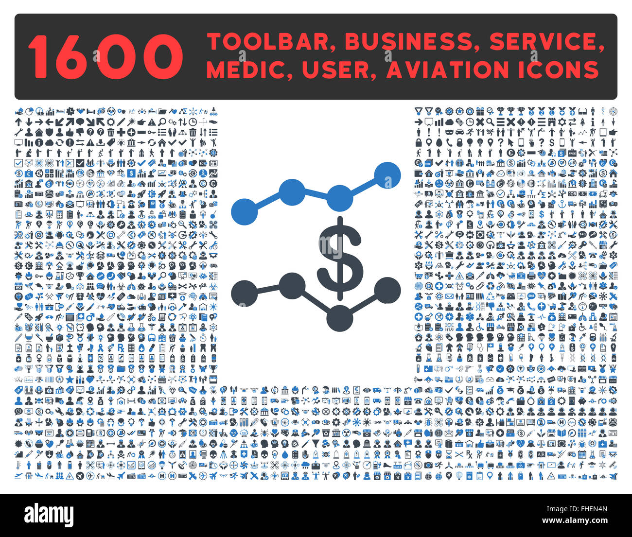 Sales Trends Icon with Large Pictogram Collection Stock Photo - Alamy