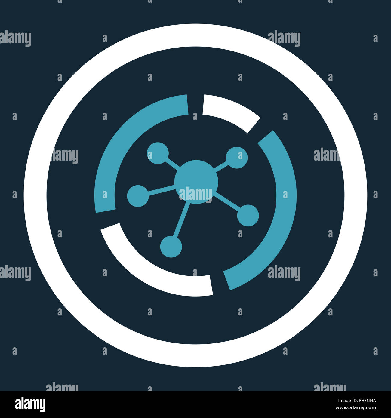 Connections diagram flat blue and white colors rounded vector icon ...