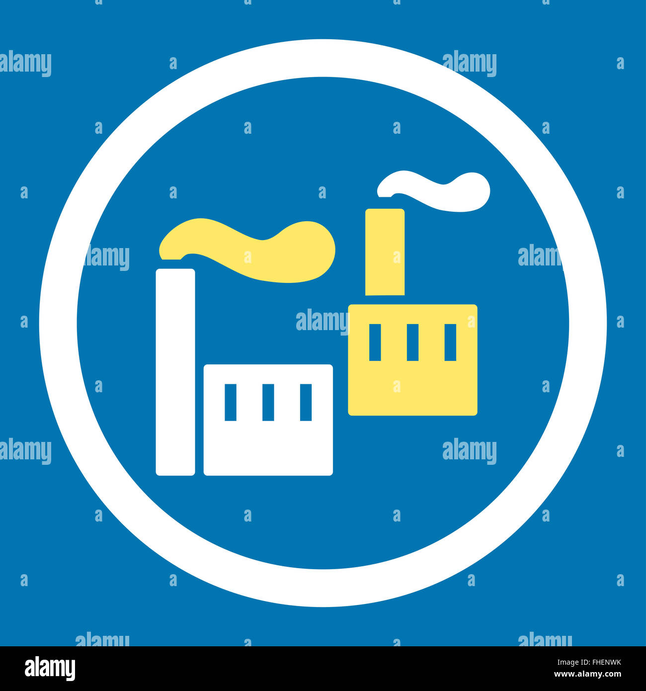 Industry flat yellow and white colors rounded vector icon Stock Photo ...