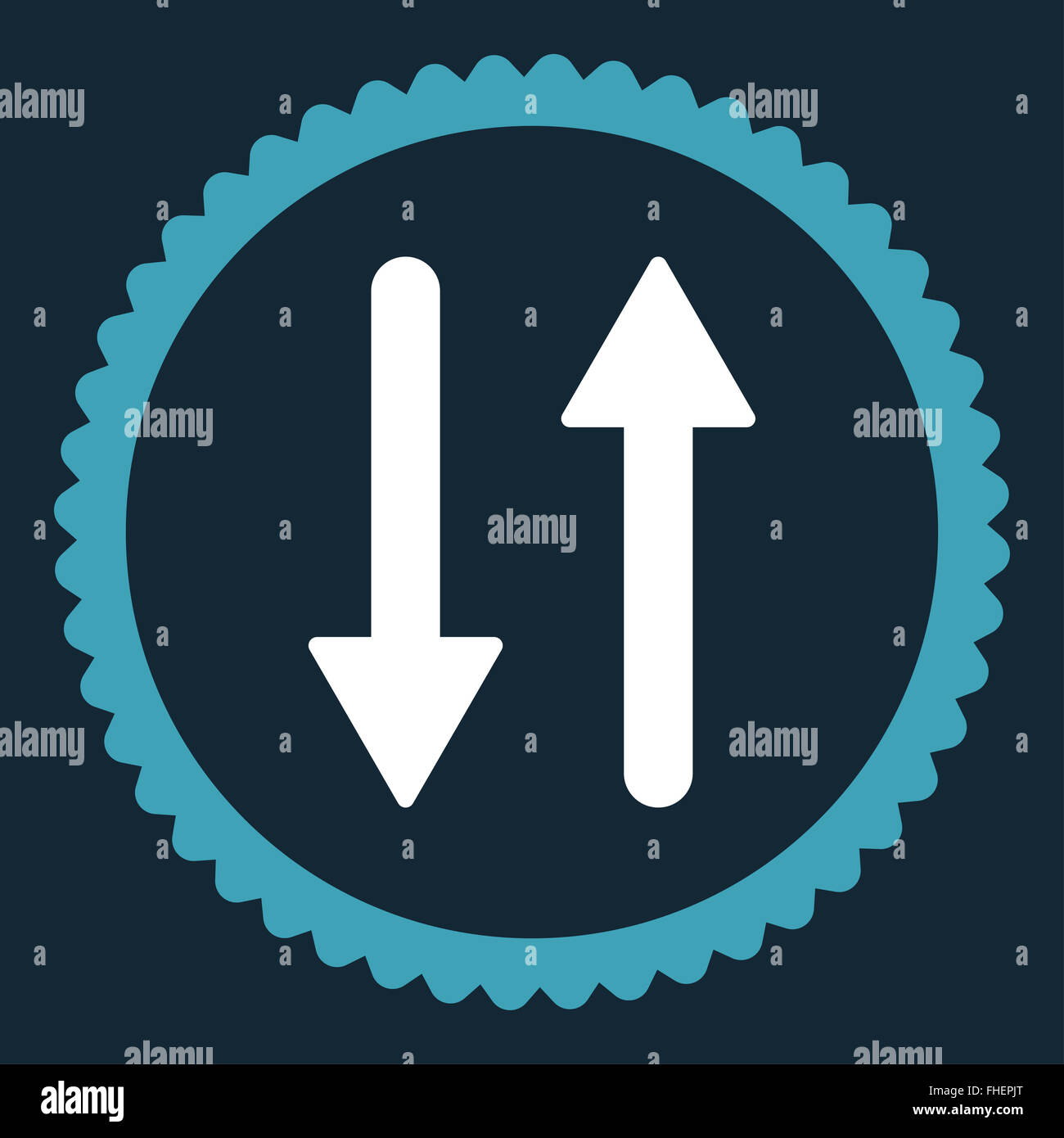 Arrows Exchange Vertical flat blue and white colors round stamp icon ...