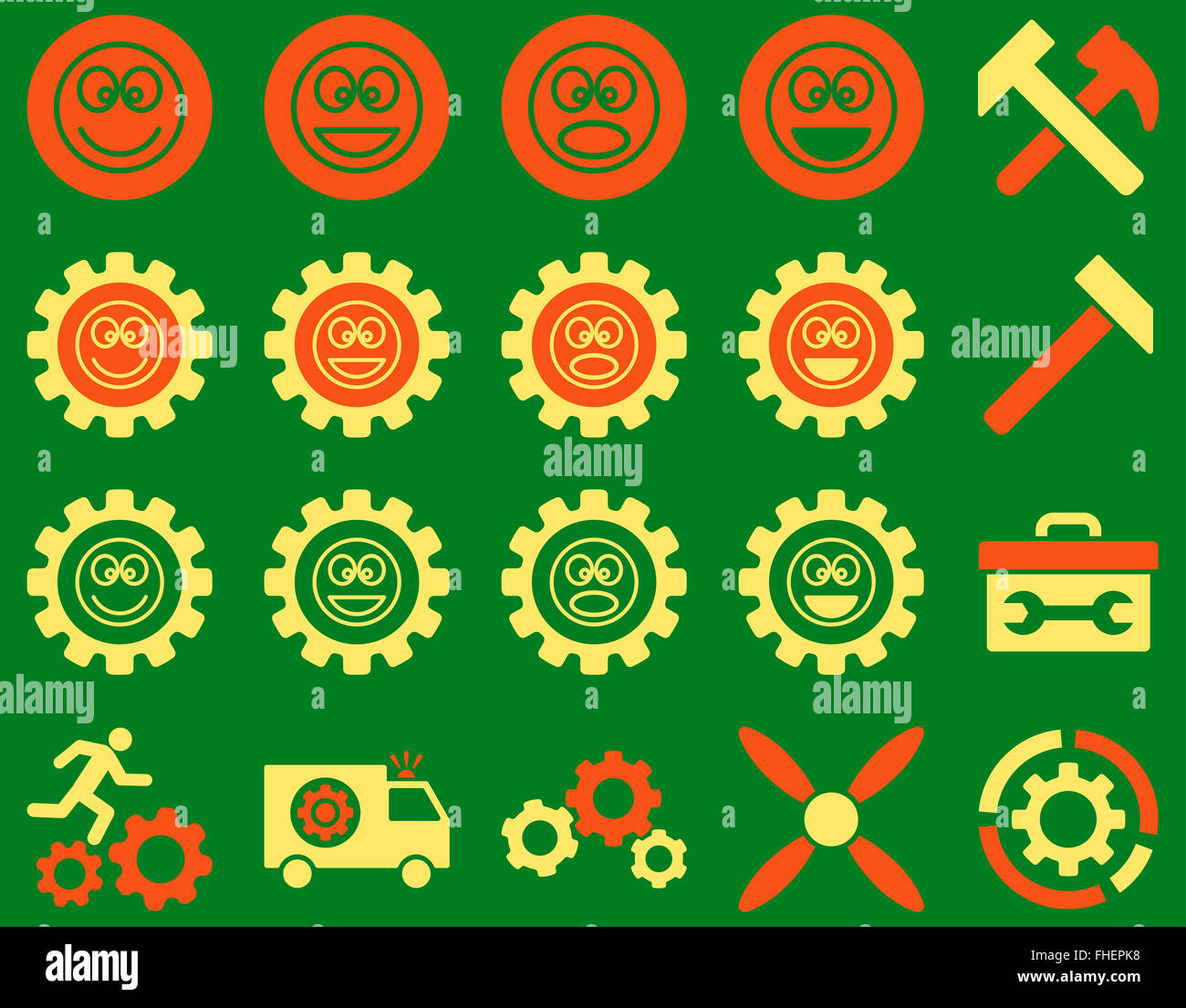 Tools and Smile Gears Icons Stock Photo - Alamy