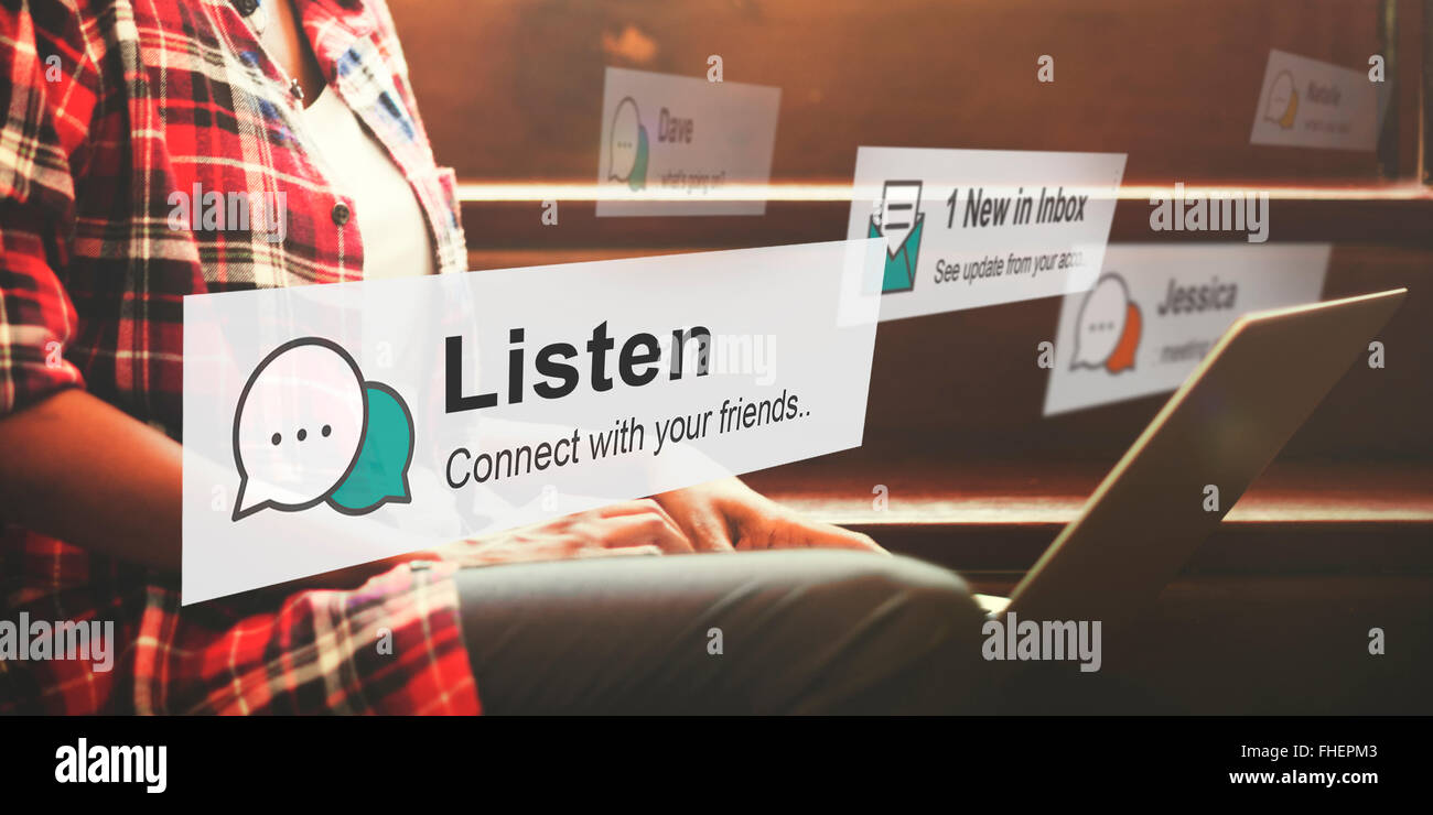 Listen Communication Listening Noise Concept Stock Photo - Alamy