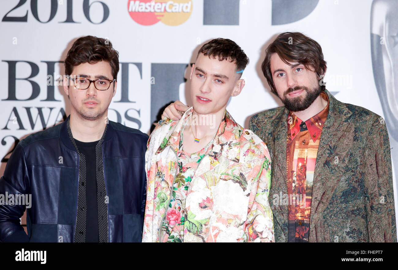 London, UK. 24th Feb, 2016. Emre Turkmen, Olly Alexander and Mikey ...