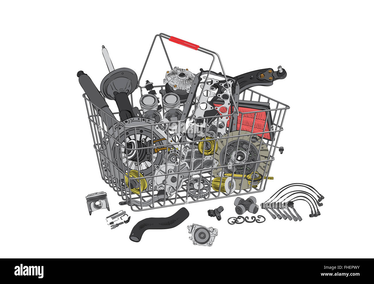 Basket many spare parts passenger Cut Out Stock Images & Pictures - Alamy