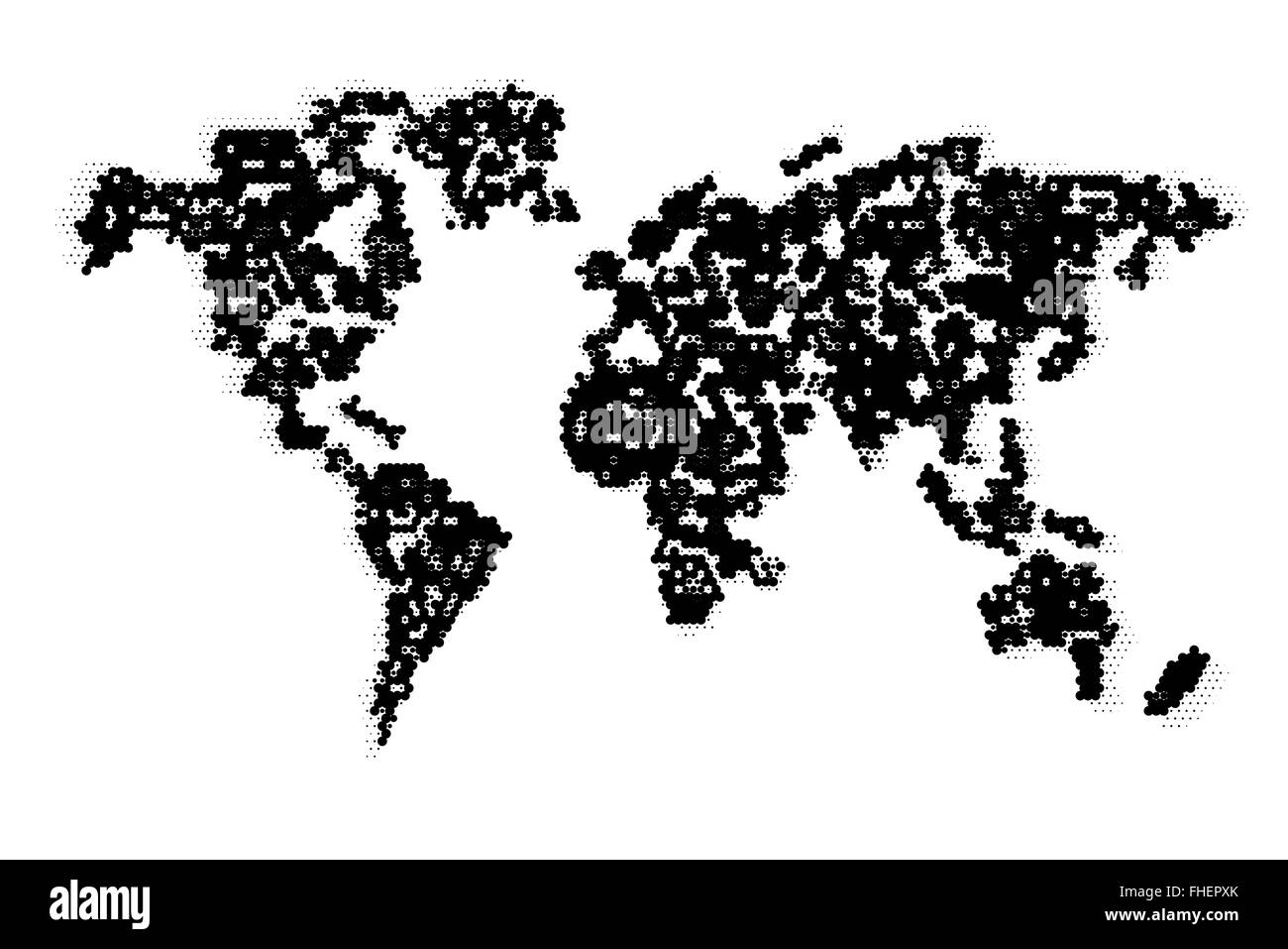 World map blue round dots Black and White Stock Photos & Images - Alamy