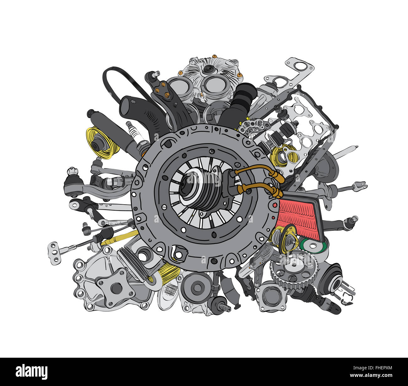 Many images of spare parts for the passenger car Stock Photo - Alamy