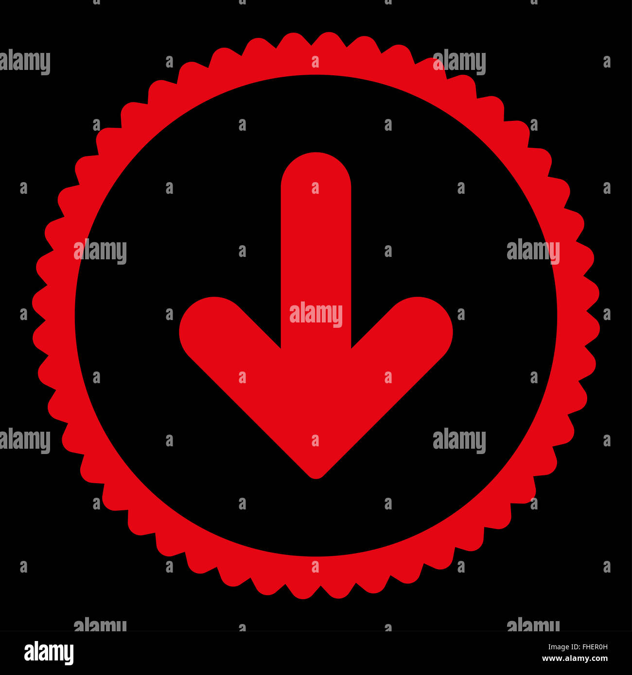 Arrow Down flat red color round stamp icon Stock Photo - Alamy