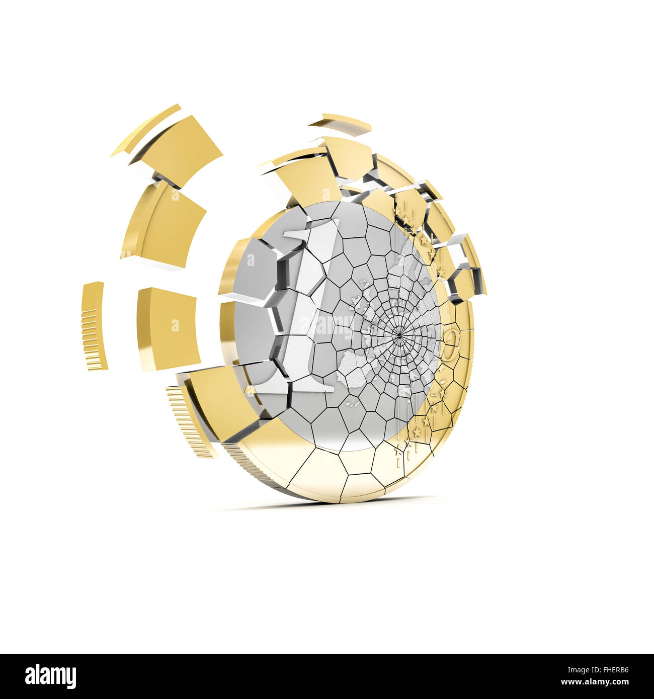 3d broken euro coin on white background Stock Photo - Alamy