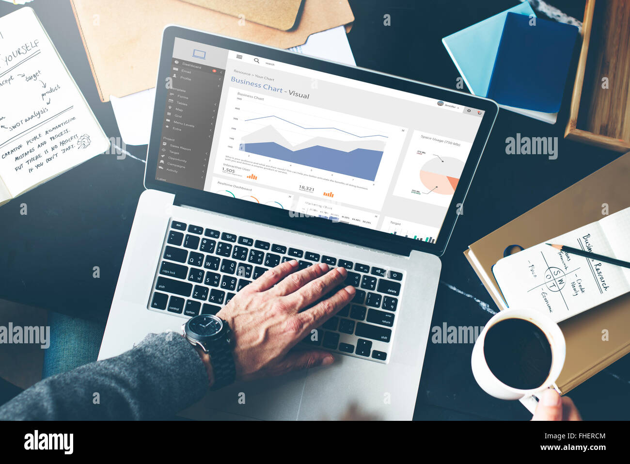 Business Chart Working Laptop Analysis Internet Concept Stock Photo - Alamy