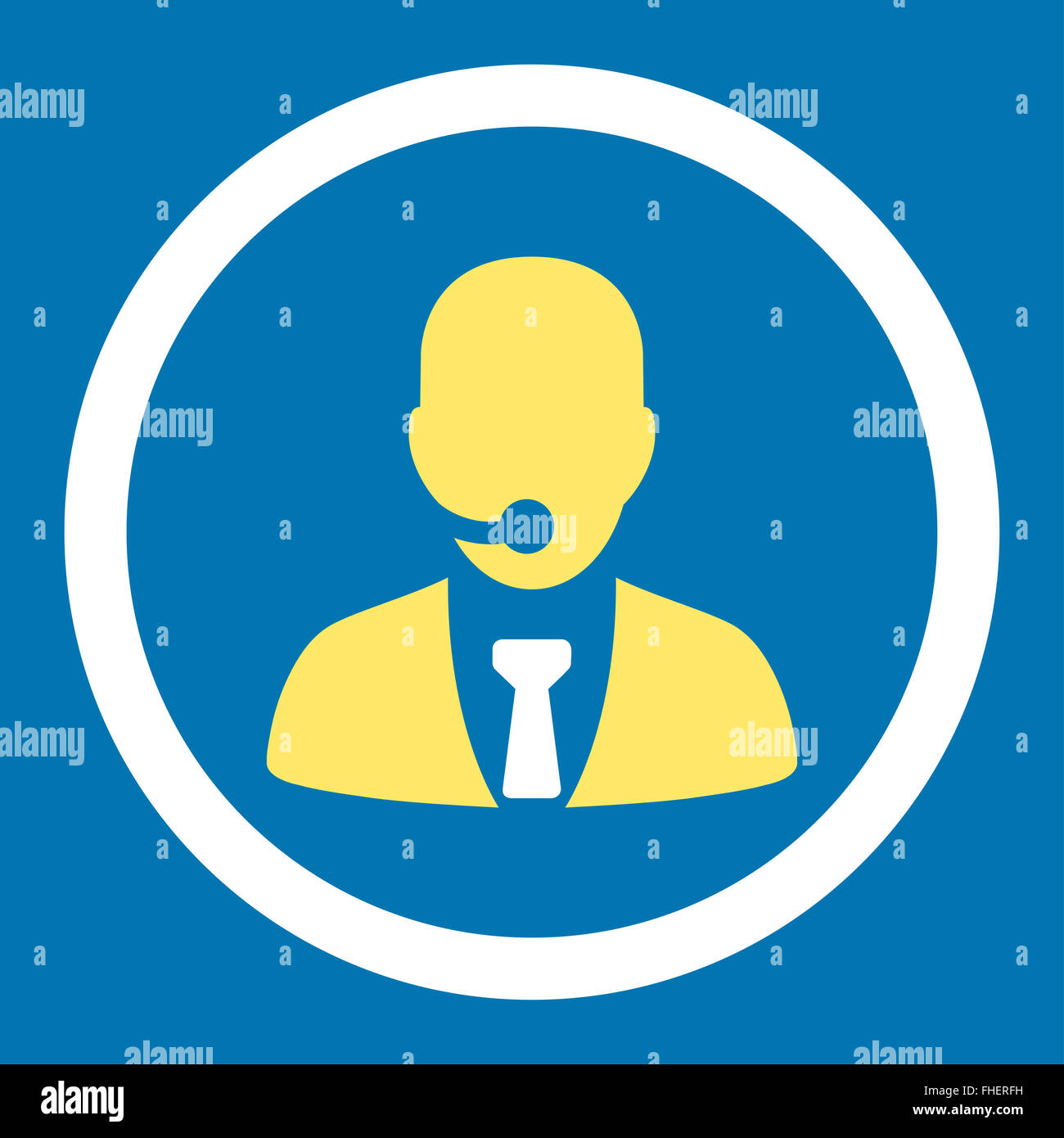 Call center operator flat yellow and white colors rounded glyph icon ...