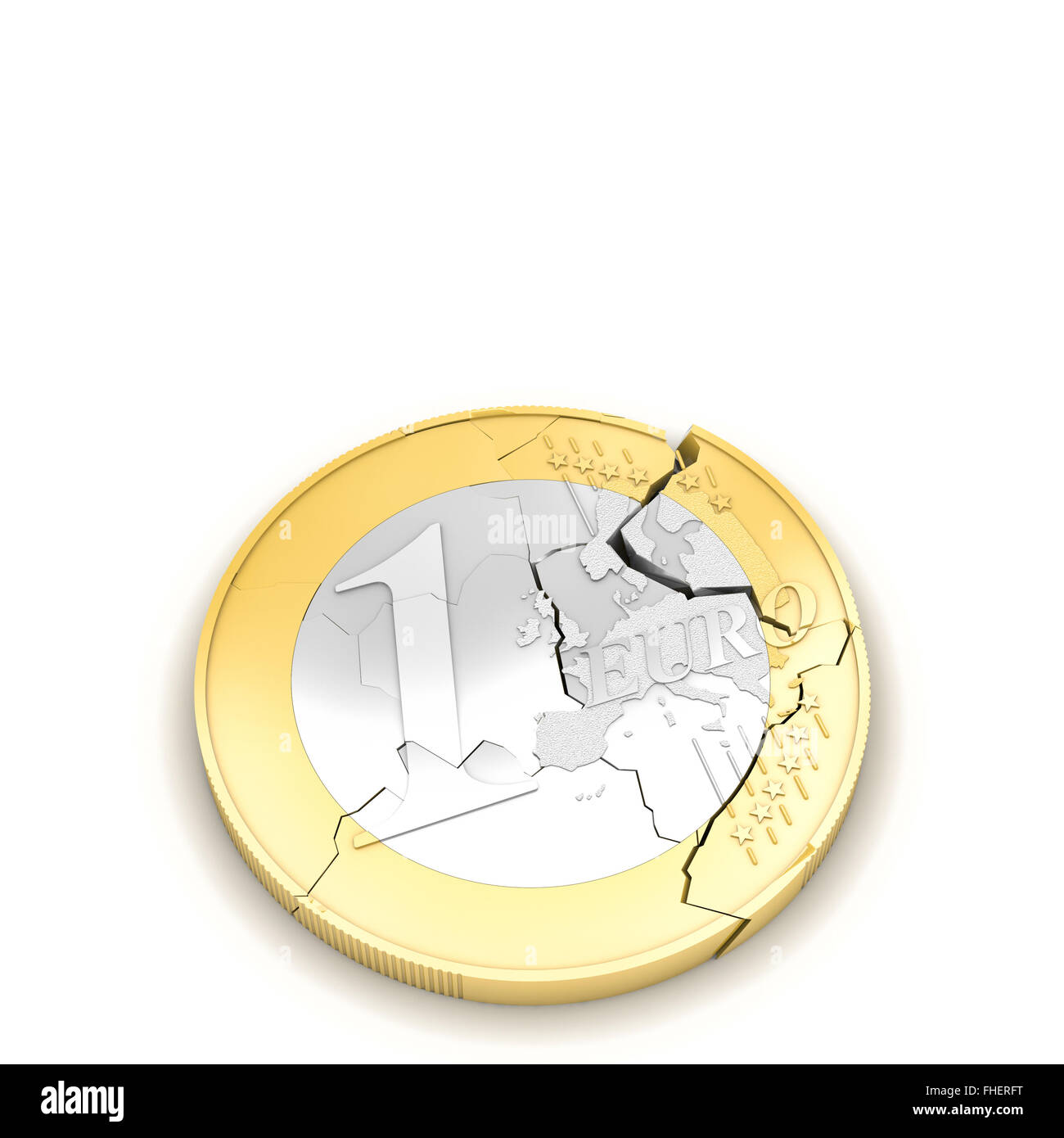 3d broken euro coin on white background Stock Photo - Alamy