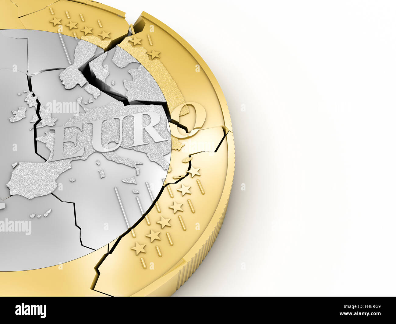 3d broken euro coin on white background Stock Photo - Alamy