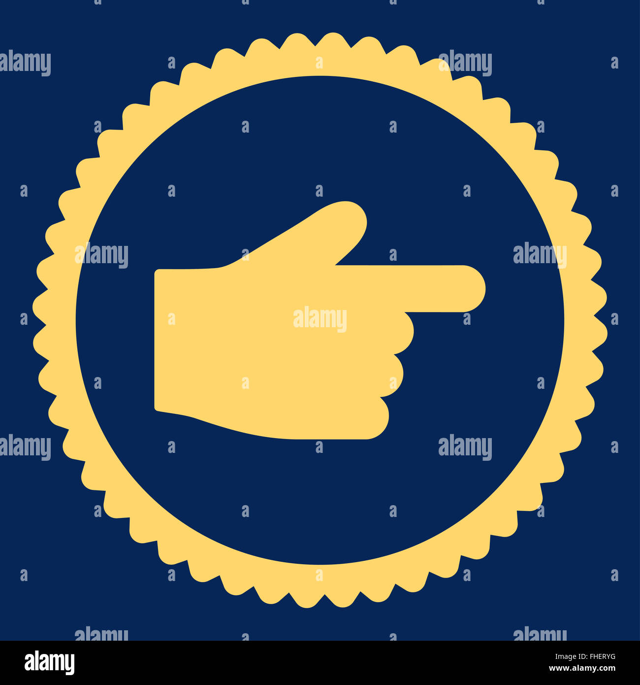 Index Finger flat yellow color round stamp icon Stock Photo - Alamy