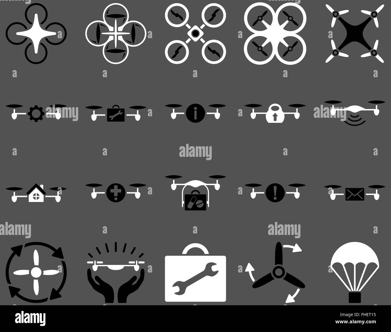 Air drone and quadcopter tool icons Stock Photo - Alamy