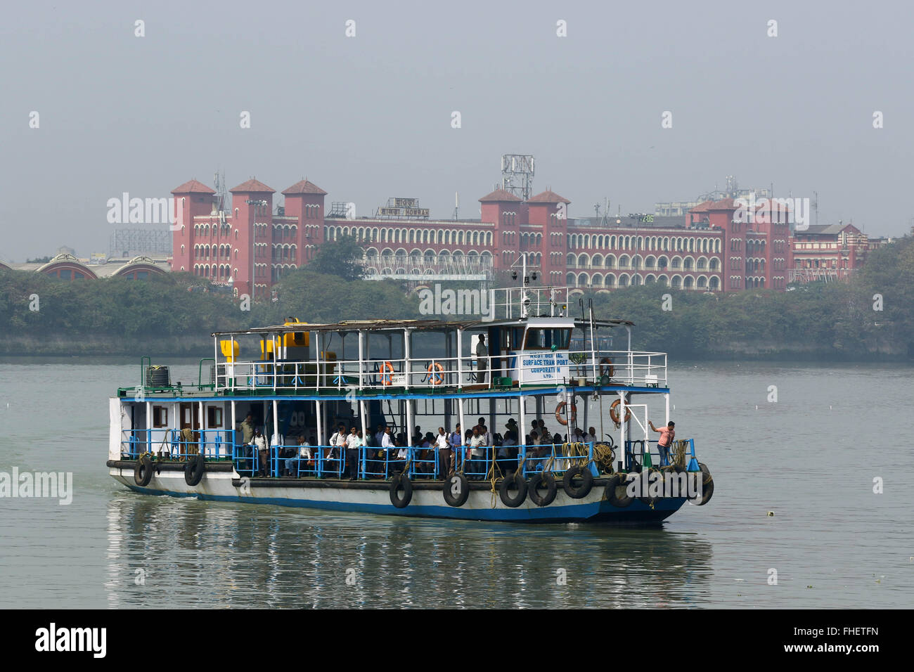 Calcutta, India 18 February 2016.Shuttle ferry crossing the Hooghly ...