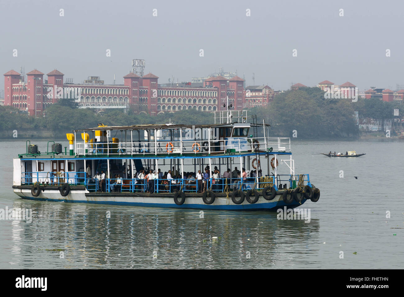 Calcutta, India 18 February 2016.Shuttle ferry crossing the Hooghly ...