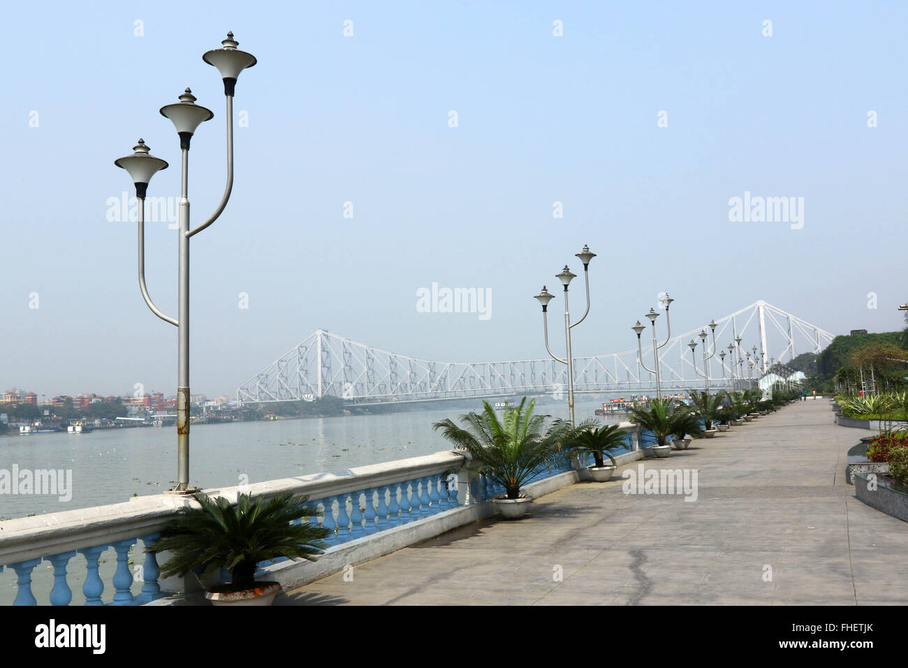 Calcutta, India 18 February 2016. Hooghly River. On the background the ...