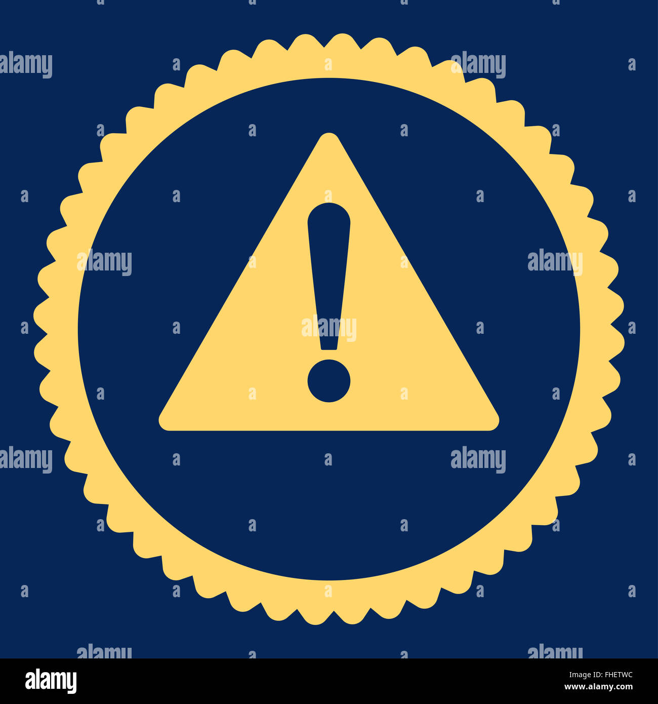 Warning flat yellow color round stamp icon Stock Photo - Alamy