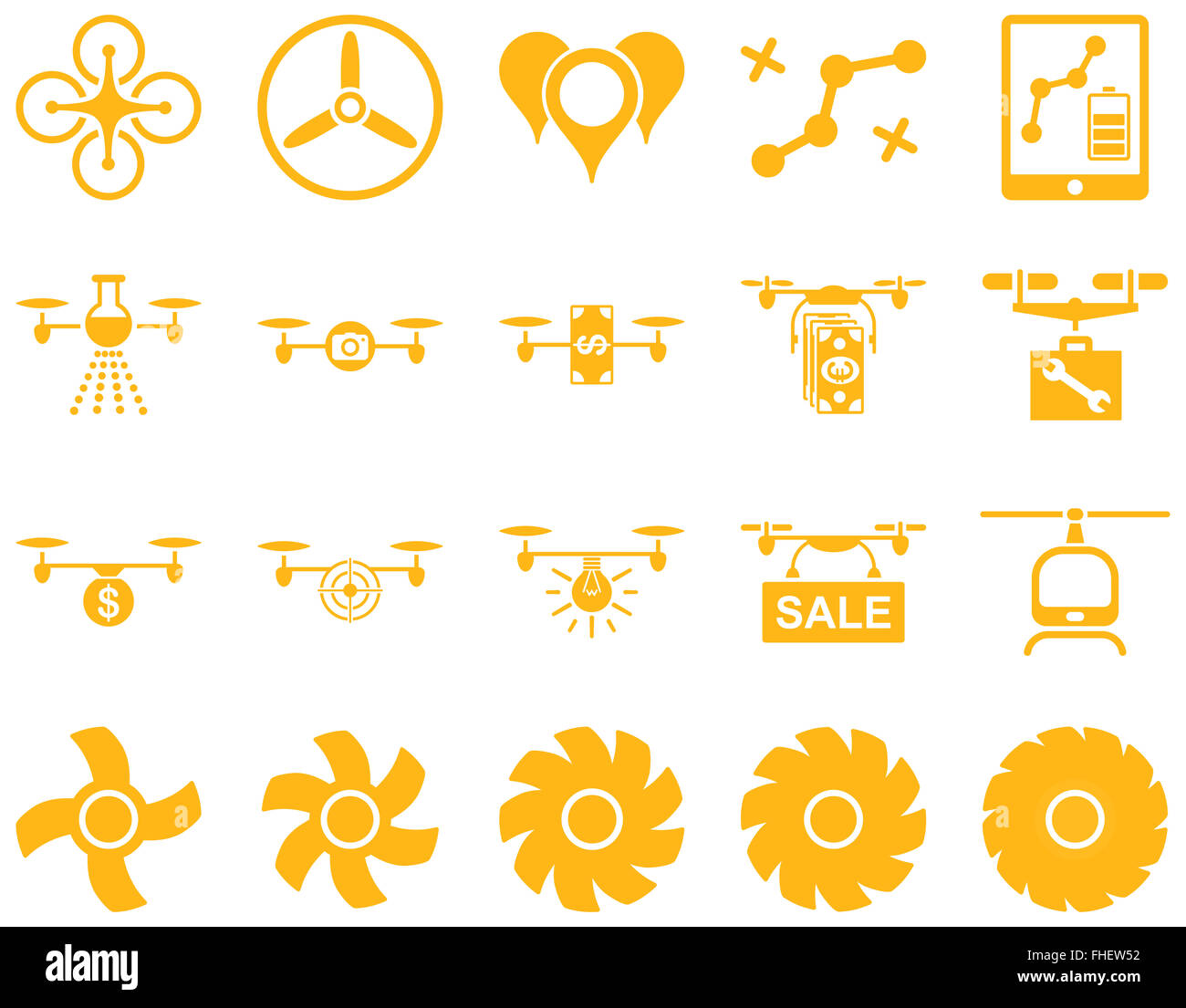 Air drone and quadcopter tool icons Stock Photo - Alamy
