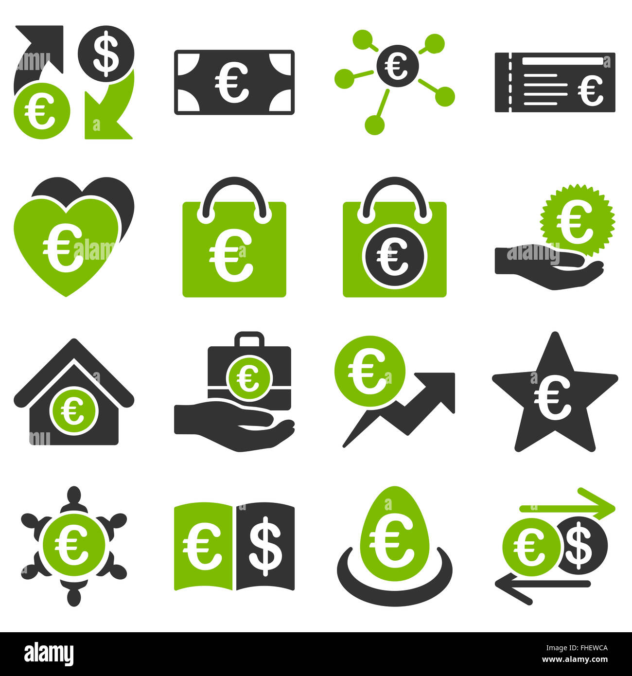 Euro banking business and service tools icons Stock Photo - Alamy