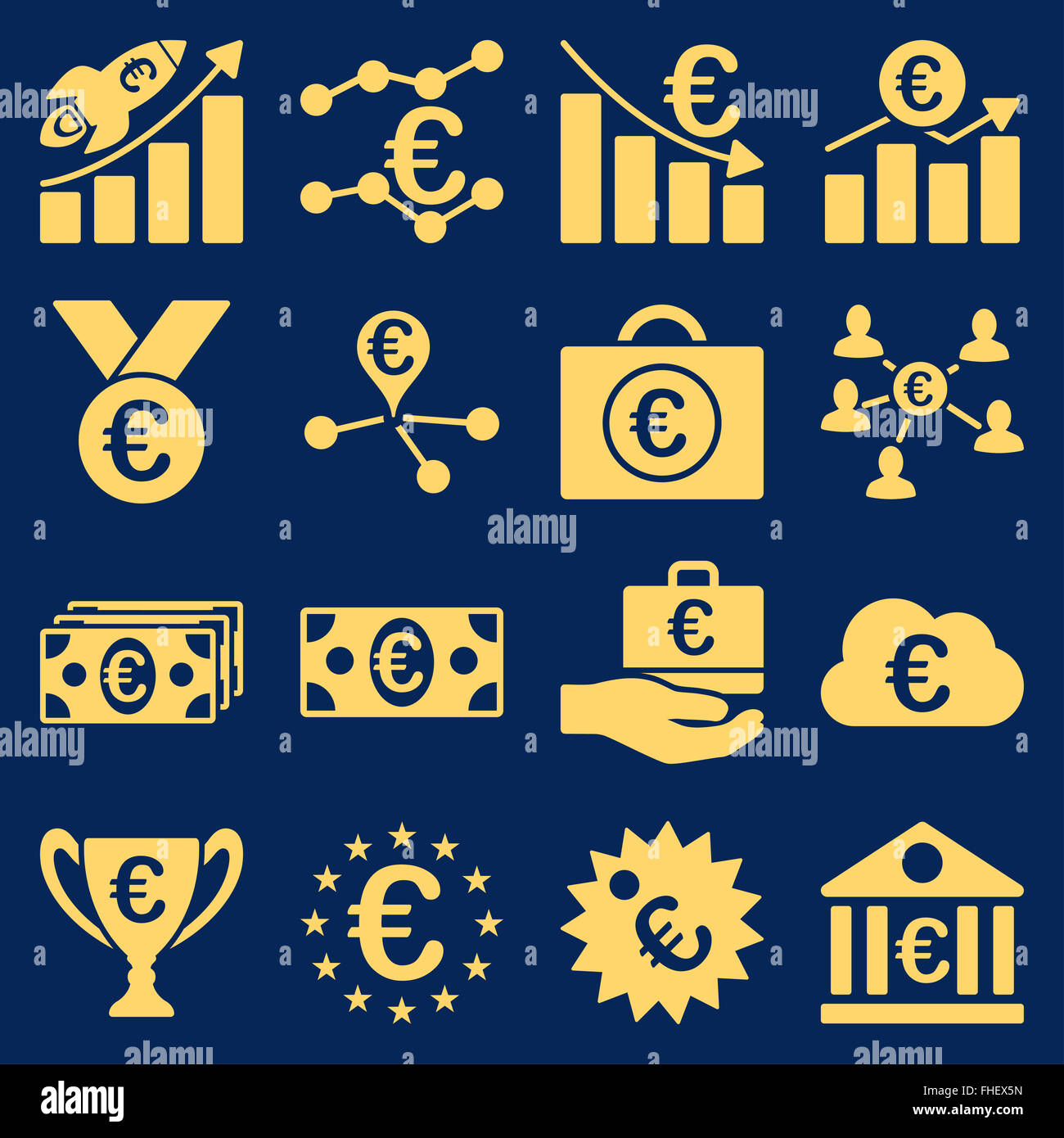 Euro banking business and service tools icons Stock Photo - Alamy