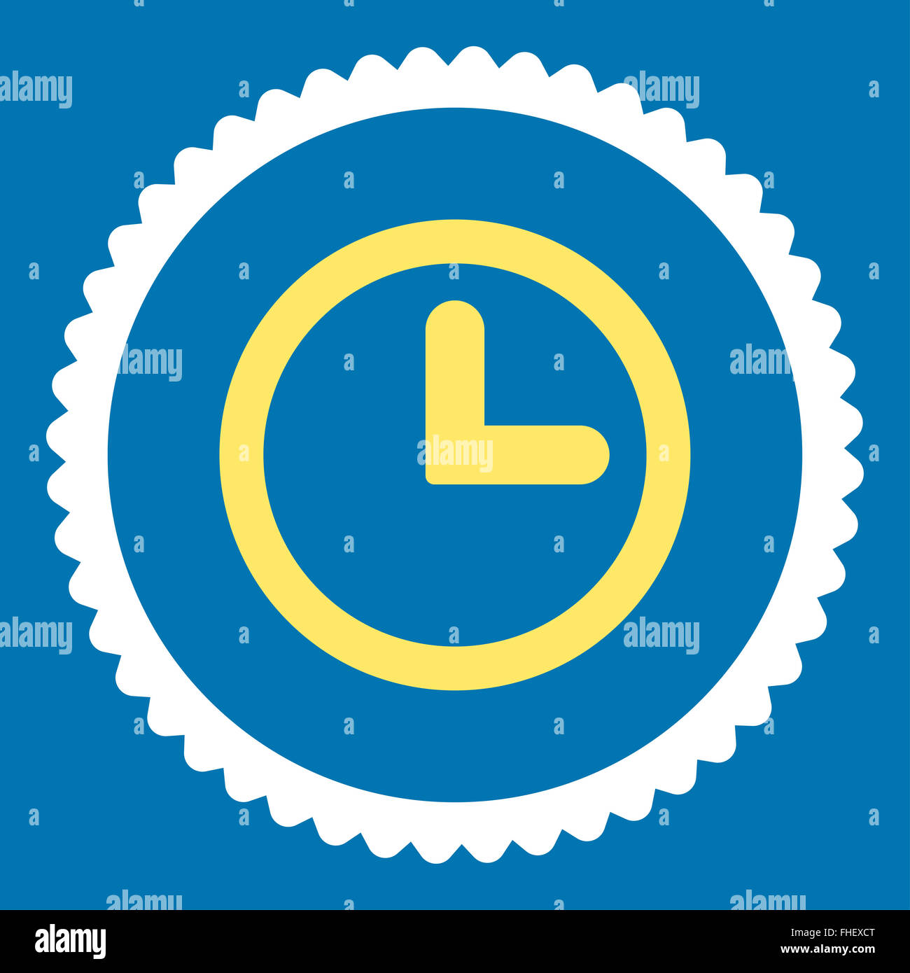 Clock flat yellow and white colors round stamp icon Stock Photo - Alamy