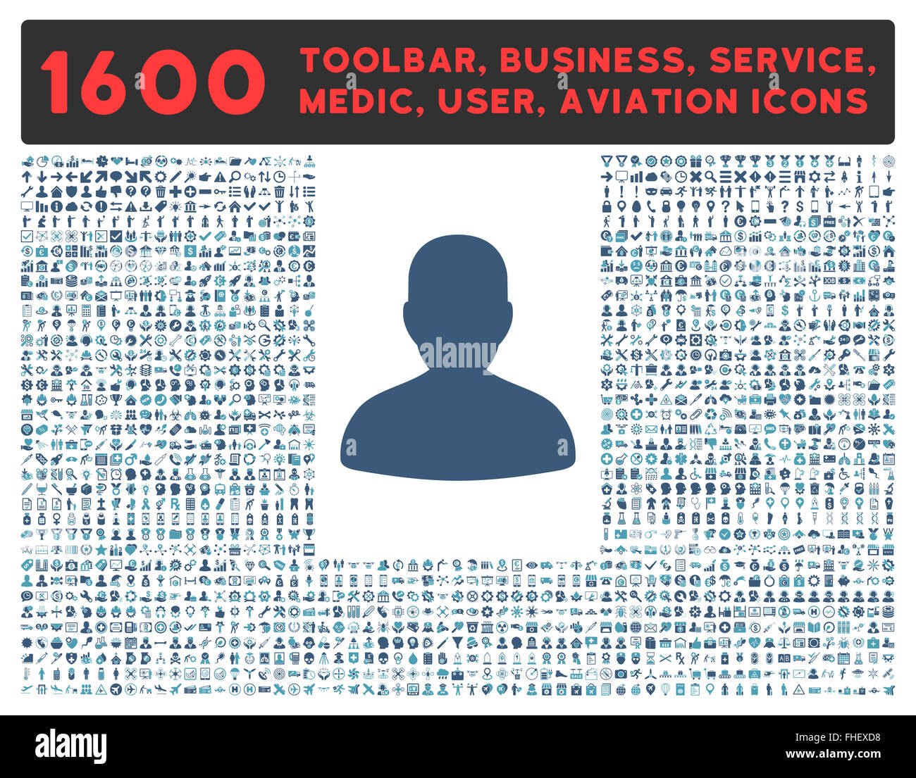 Avatar Icon with Large Pictogram Collection Stock Photo - Alamy