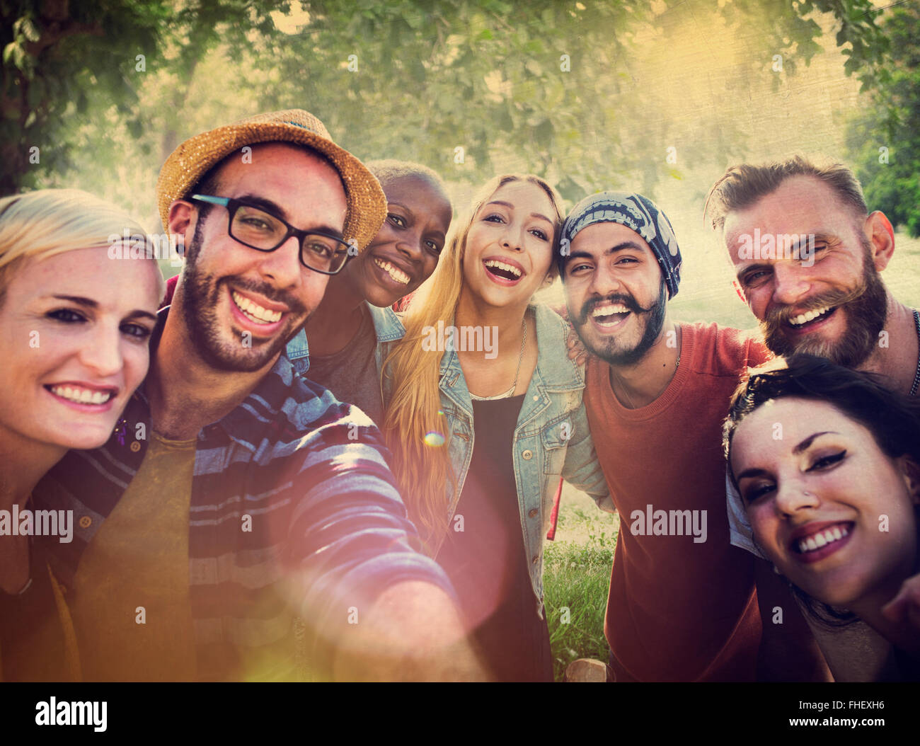 Diverse Summer Friends Fun Bonding Selfie Concept Stock Photo - Alamy
