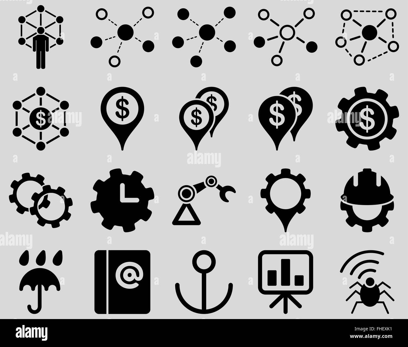 Business links and industry icon set Stock Photo - Alamy