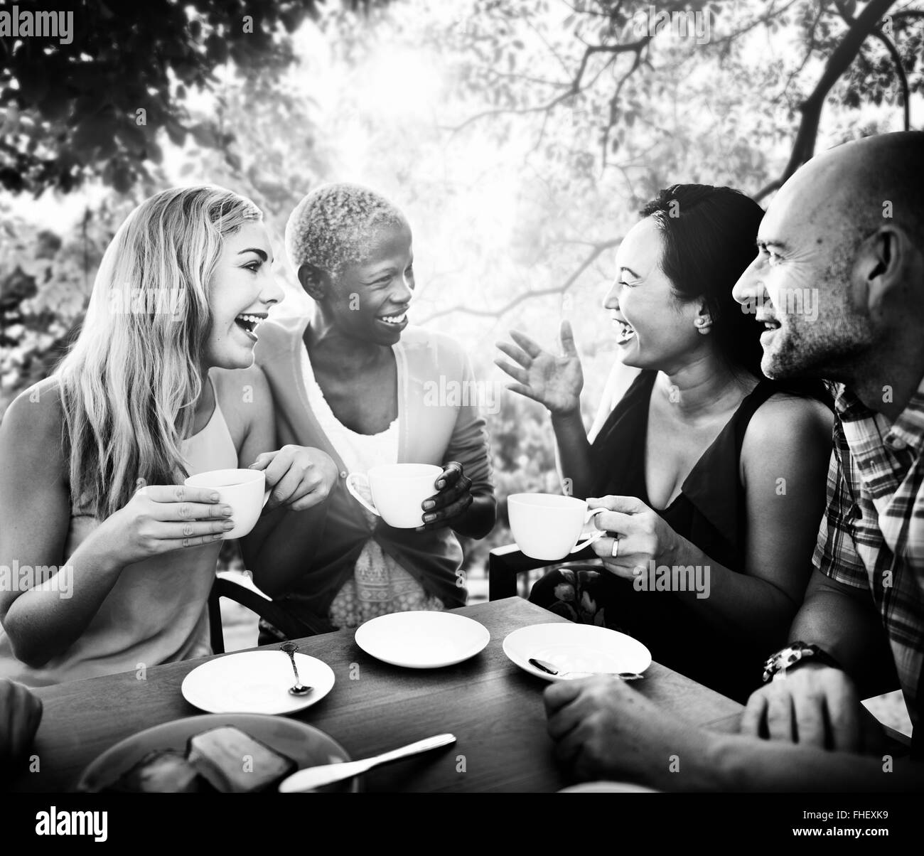 Diverse People Coffee Shop Outdoors Chat Concept Stock Photo - Alamy