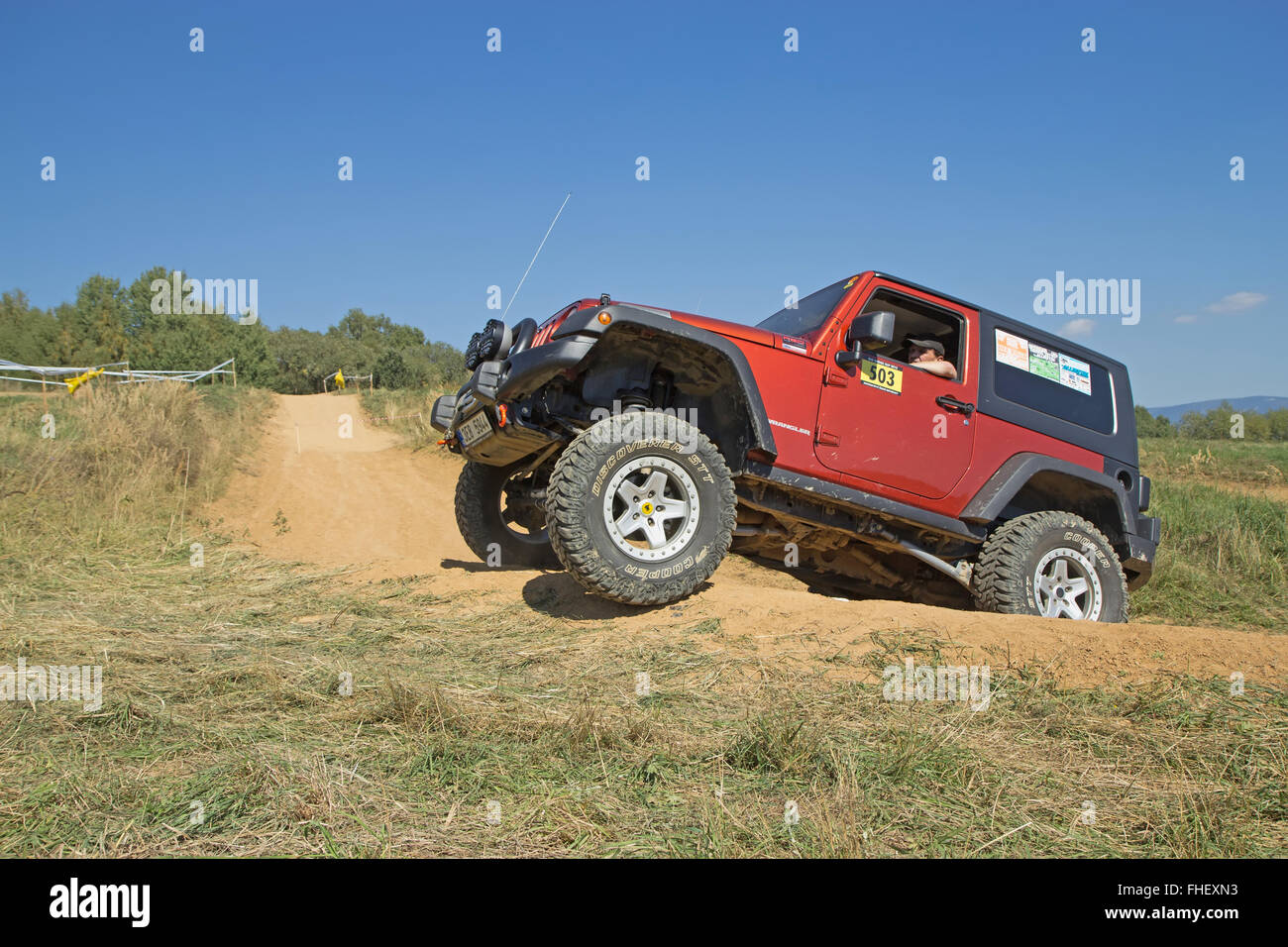 Off-road car on a trial race in the "BIG SHOCK CUP Trial 2013 in Czech ...