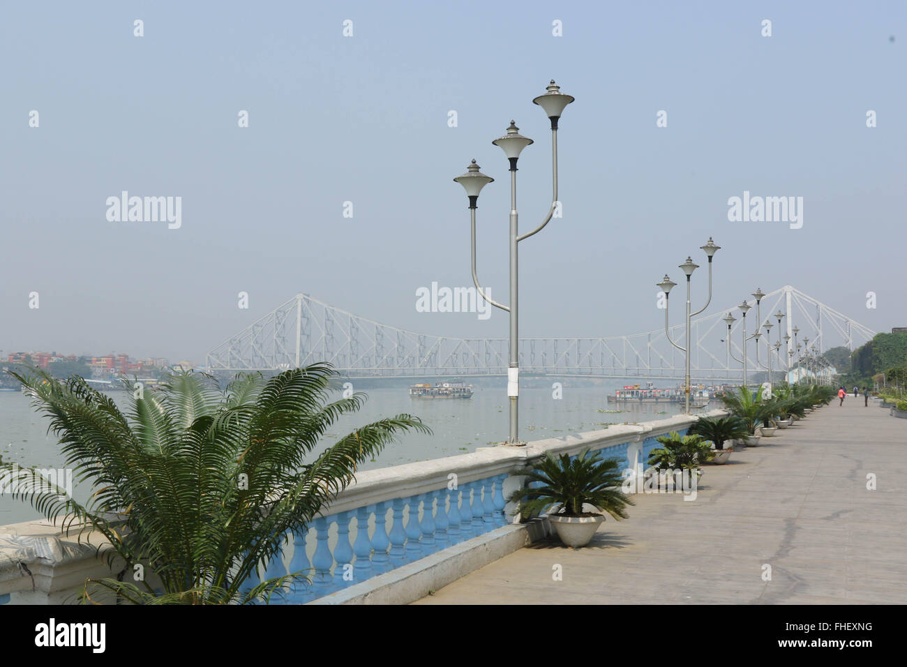 Calcutta, India 18 February 2016. Hooghly River. On the background the ...