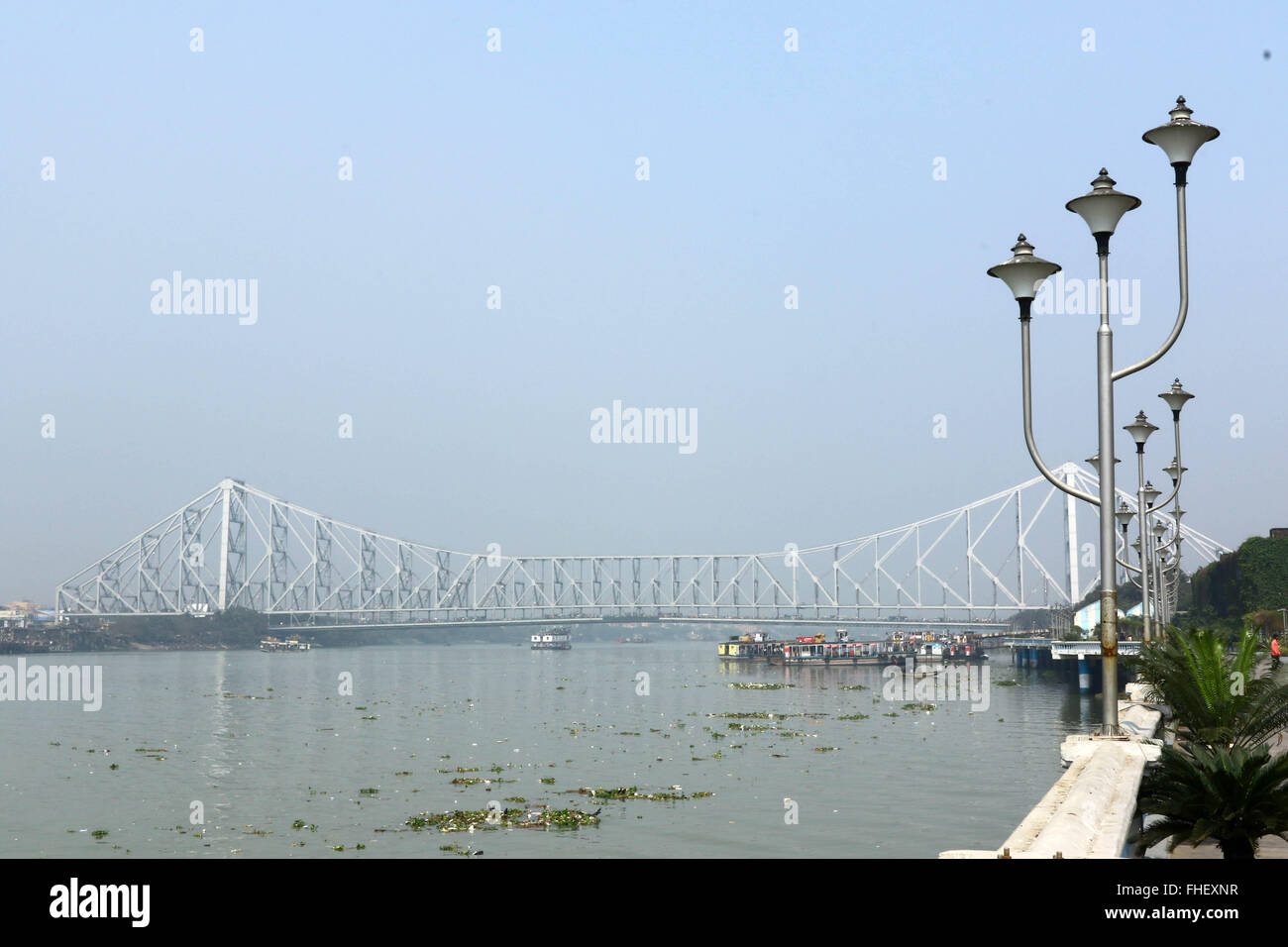 Calcutta, India 18 February 2016. Hooghly River. On the background the ...