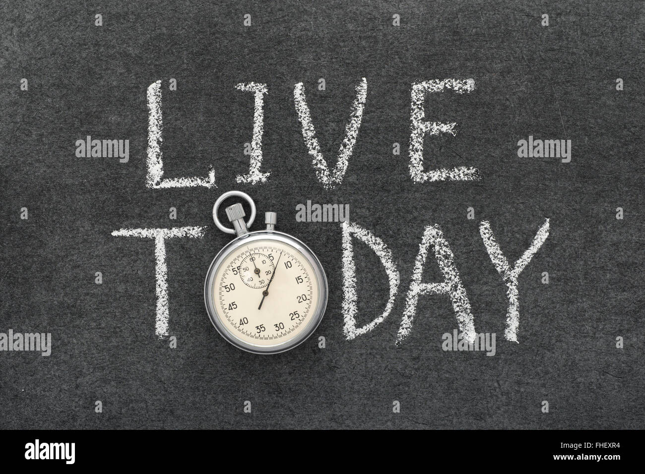 live today concept handwritten on chalkboard with vintage precise ...