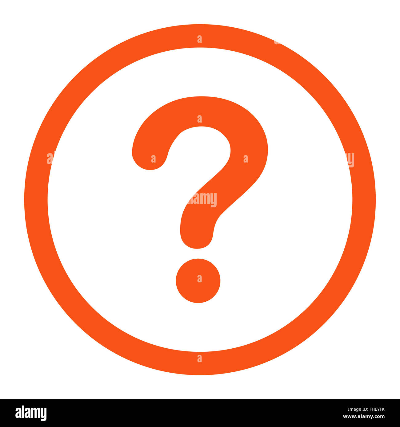 Question flat orange color rounded raster icon Stock Photo - Alamy